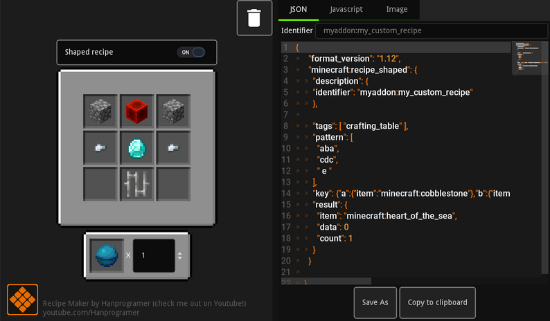 Crafting Table Recipe Maker by Hanprogramer