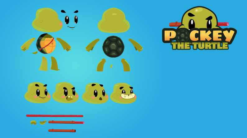 Pockey The Turtle 2D Game Character Sprites by overcrafted