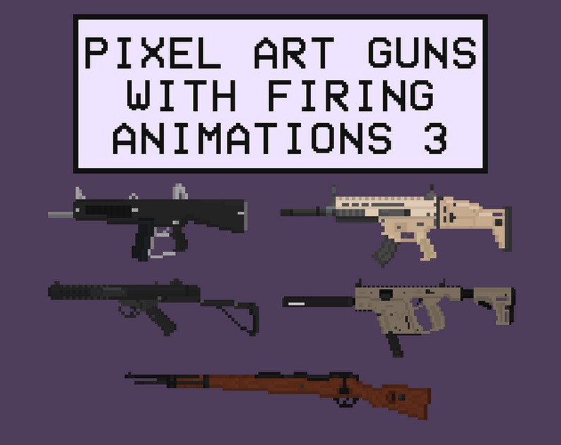 Pixel art guns with firing animations 3 by GG Undroid Games