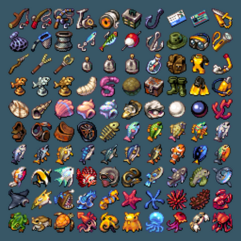 Pixel RPG Icons Fishing 24×24 by Thomas Feichtmeir "Cyangmou"
