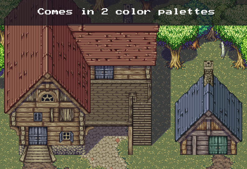 Pixel Art Tileset - Timber Roof Home by Seliel the Shaper