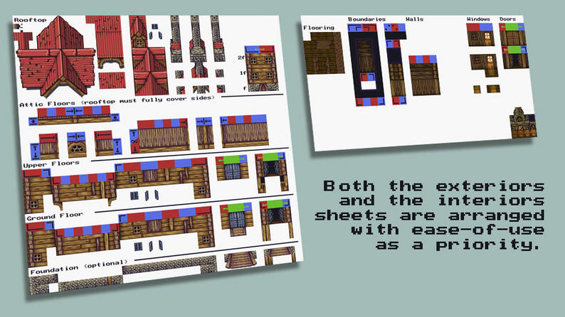 Pixel Art Tileset - Timber Roof Home by Seliel the Shaper