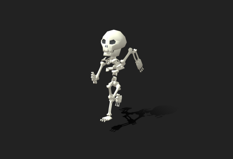 Free Animated Cartoon Low-Poly Skeleton by Overaction Game Studio