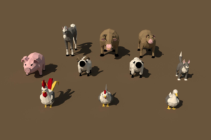 Animals Farm 3D Low Poly Pack by Free Game Assets (GUI, Sprite, Tilesets)