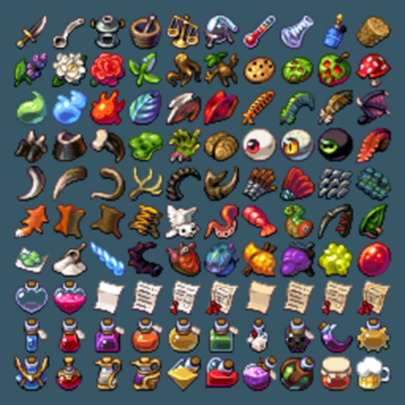 Pixel Fantasy RPG Icons Alchemy 24×24 by Thomas Feichtmeir "Cyangmou"
