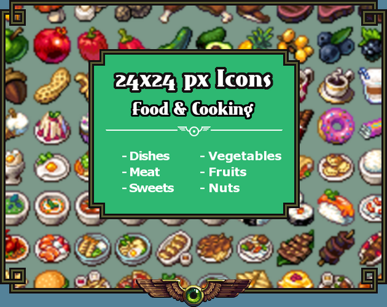 Pixel RPG Icons Food & Cooking 24×24 by Thomas Feichtmeir "Cyangmou"