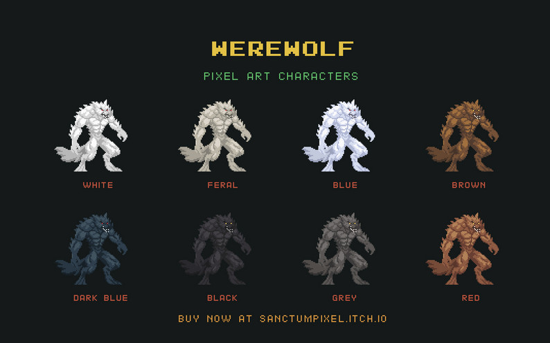 Werewolf Pixel Art Character by sanctumpixel