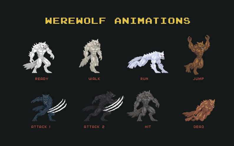 Werewolf Pixel Art Character by sanctumpixel