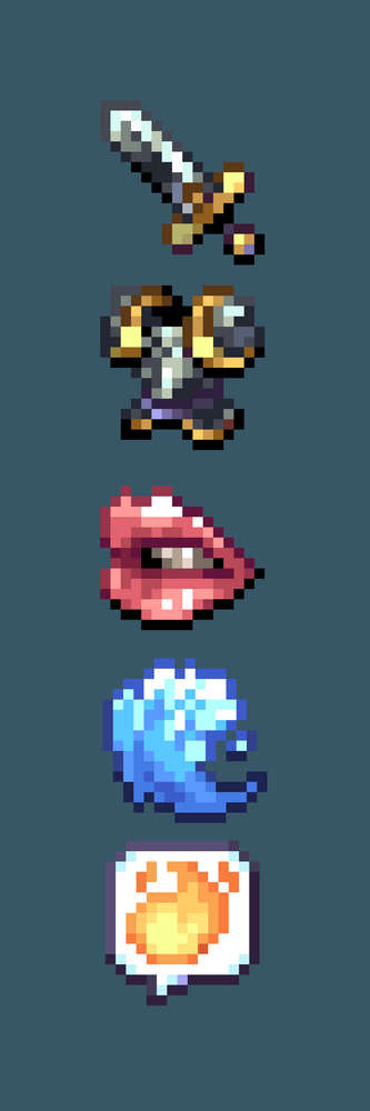 Pixel Fantasy RPG Icons Skills & Status 16×16 by Thomas Feichtmeir ...