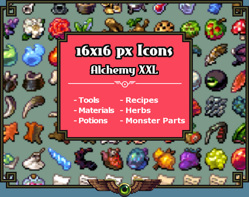 Pixel Fantasy RPG Icons Alchemy 16×16 by Thomas Feichtmeir "Cyangmou"