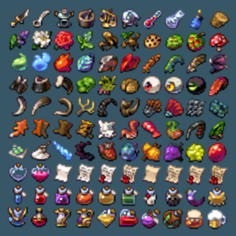 Pixel Fantasy RPG Icons Alchemy 16×16 by Thomas Feichtmeir "Cyangmou"