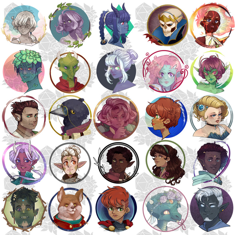 Illustrated Character Token Pack 1 by thedicegoddess