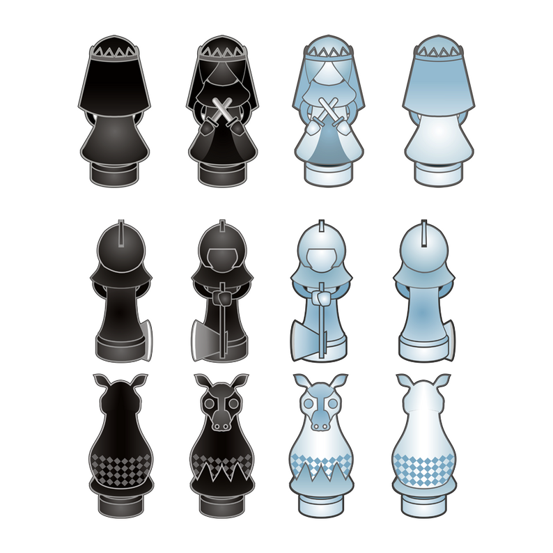 Cartoon Chess Pieces Set Graphic Asset by phobos