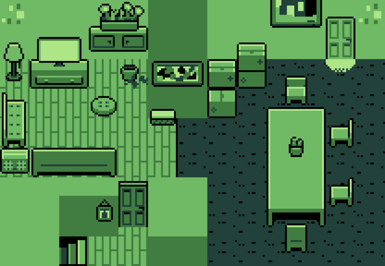 GameBoy Style Home Interior Tileset by MonkeyImage