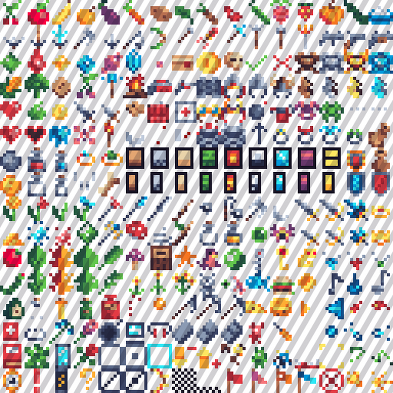 256 pixelart items 8x8 by Sam
