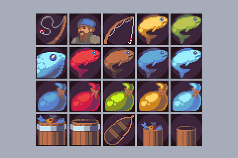 Free Fishing Pixel Art Pack by Free Game Assets (GUI, Sprite, Tilesets)