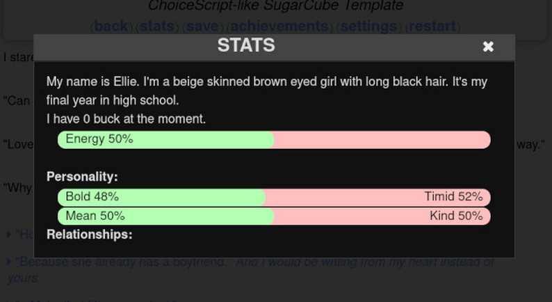SugarCube code collection to emulate the look of ChoiceScript by brushmen