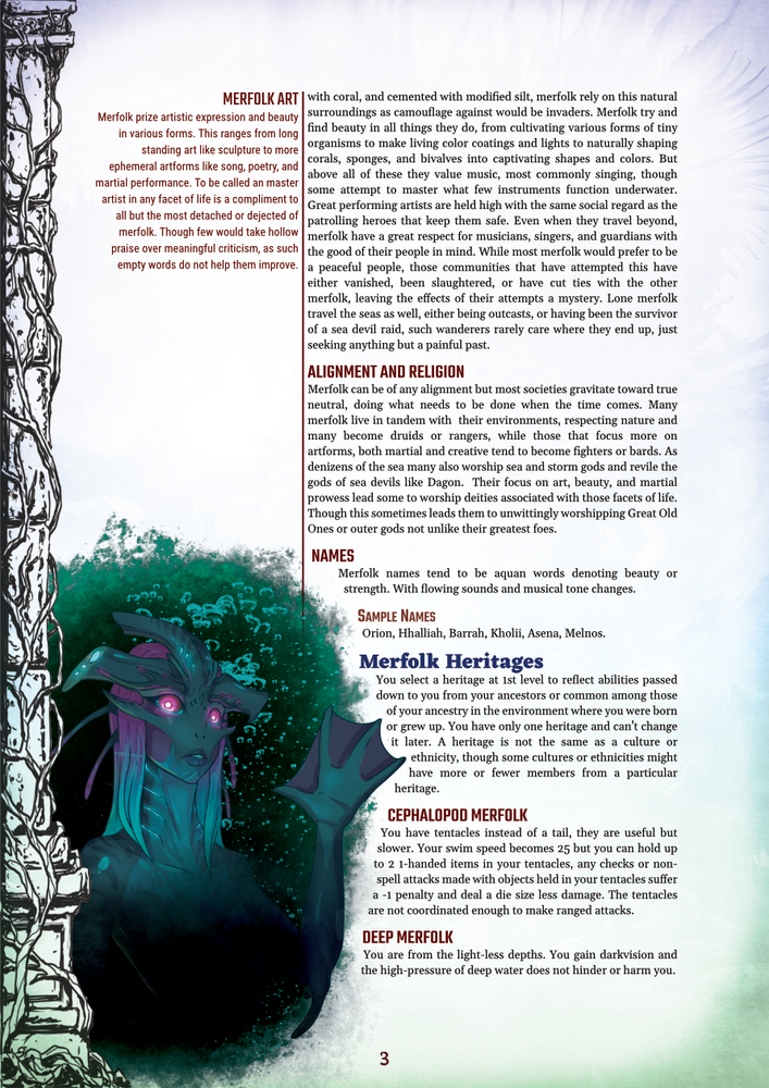 Eldritch Ancestries: Merfolk [Pathfinder 2E] SFW by An Eldritch Dream Games