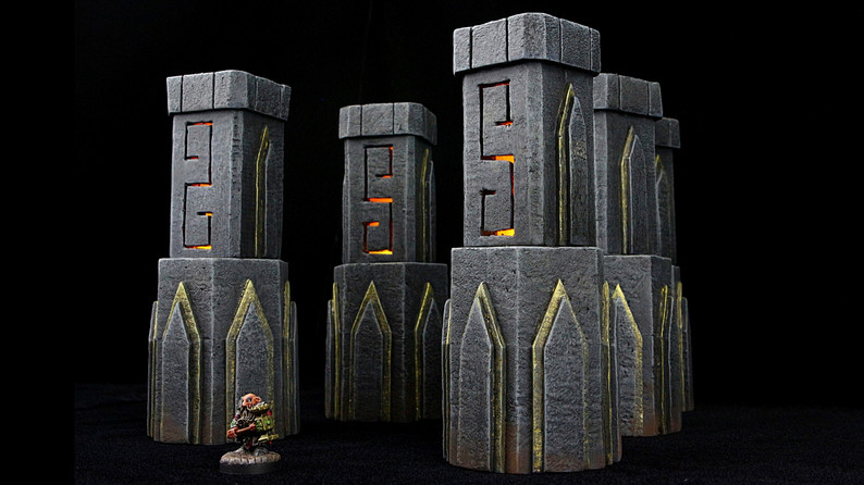 Dwarven Pillars with LED Runes by TabletopWitchCRAFT