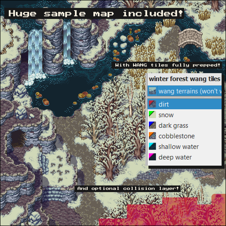 Free Pixel Art Tileset - Winter Forest by Seliel the Shaper