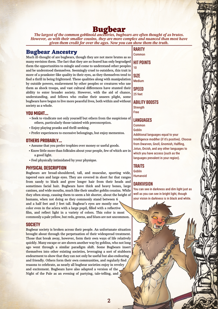 Eldritch Ancestries: Bugbear [PF2E] SFW by An Eldritch Dream Games