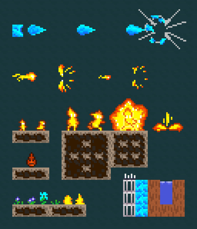 Fire Platformer Game Assets by Valettus