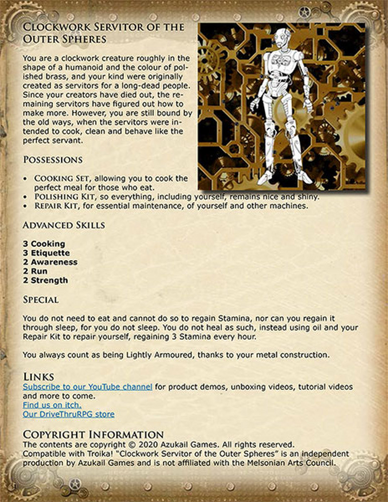 Clockwork Servitor of the Outer Spheres - A Troika! Background by ...