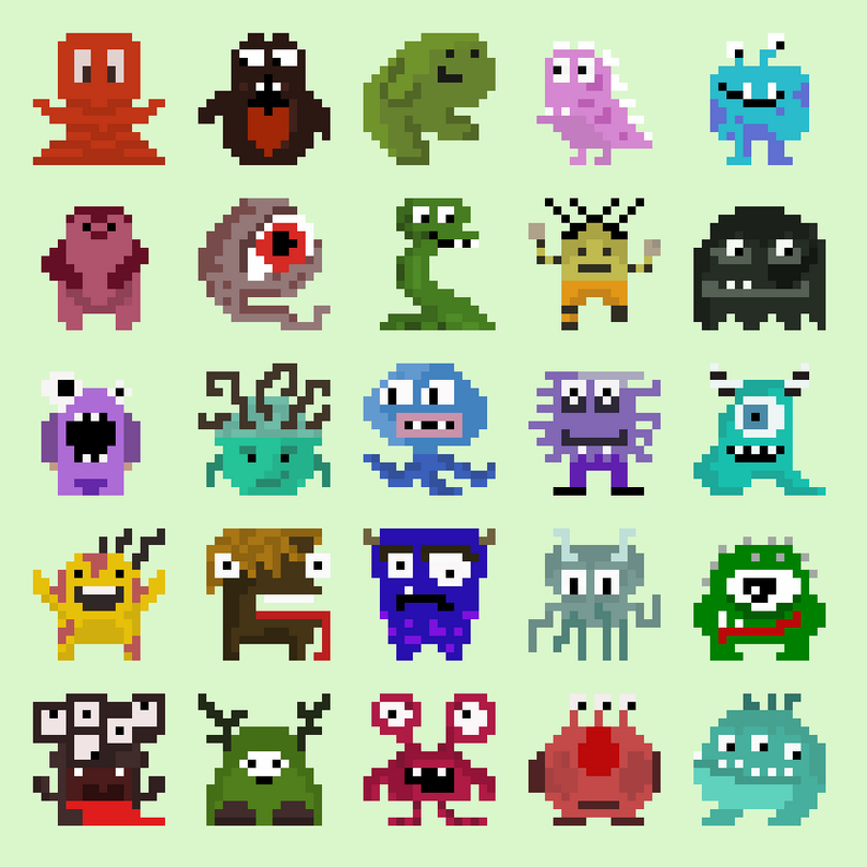 Free Pixel Animated Monsters Pack 16x16 by Danaida