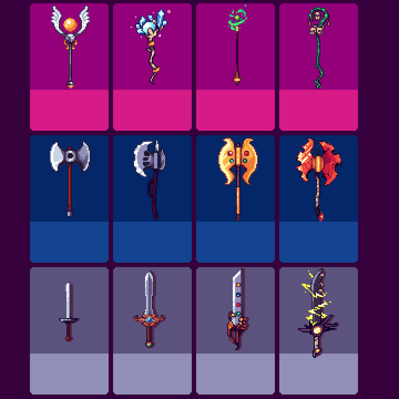 Free Pixel Art Fantasy Weapons by Quintino Pixels