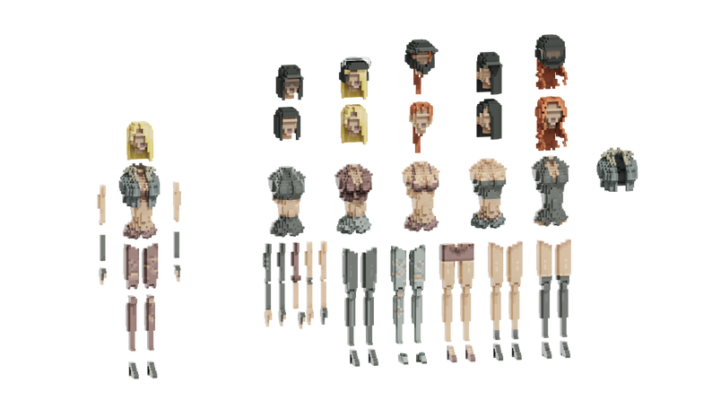 modular voxel female character by monogon