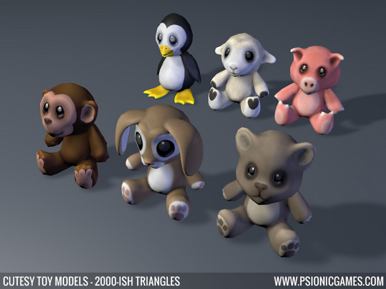 Cute Toy 3D Animal Models x 6 by Psionic Games