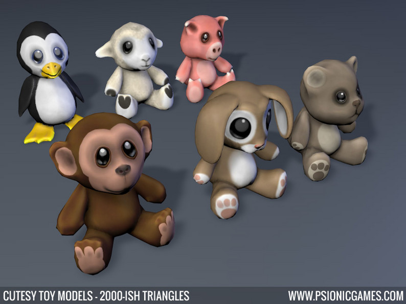 Cute Toy 3D Animal Models x 6 by Psionic Games