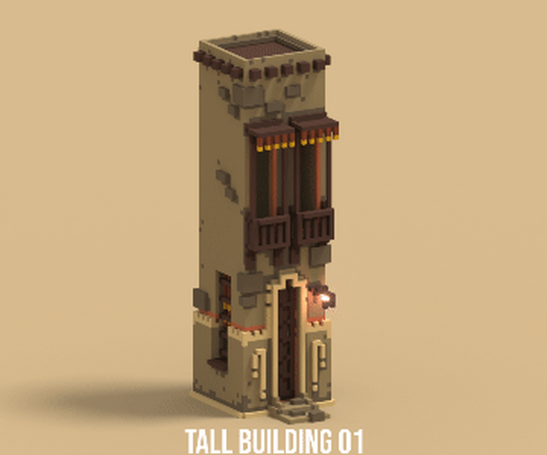 Voxel environment assets : Desert town by monogon