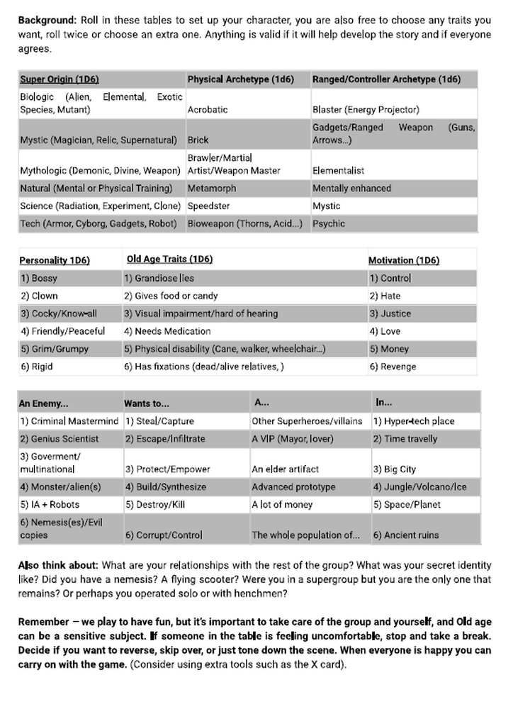 Superhero Retirement Home OPR RPG by Adalil