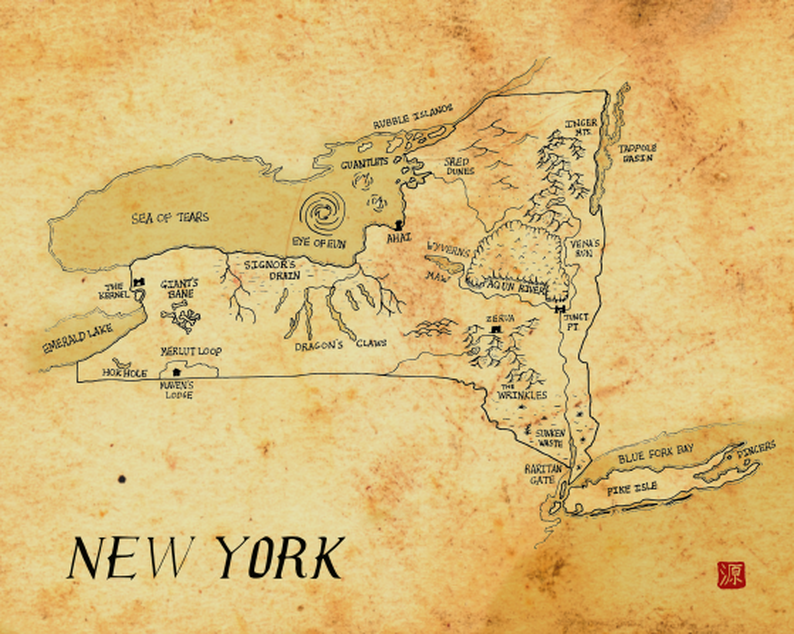 New York as a Fantasy Map by Alda Yuan