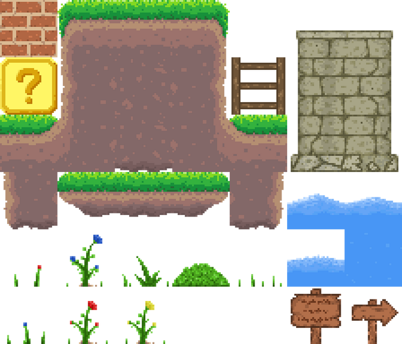 Free Pixel Art Nature Platformer Tileset by Moon Empire