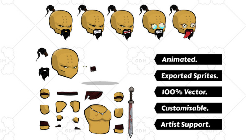 The Barbarian- 2D Platformer Character Sprite by overcrafted