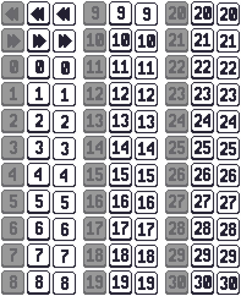 30+ Pixelated Number Buttons by Yusa Studios