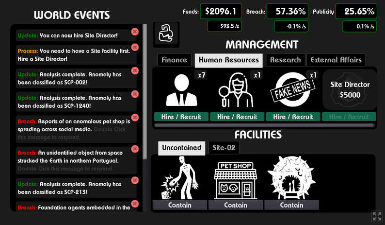 Unfunded - SCP Management Game by Kenomic Games