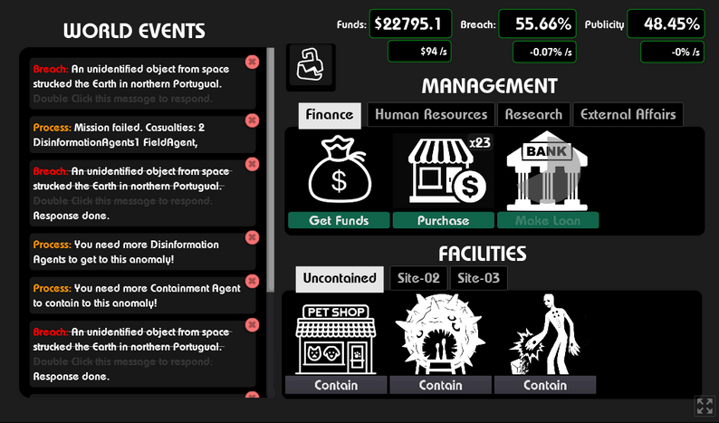 Unfunded - SCP Management Game by Kenomic Games