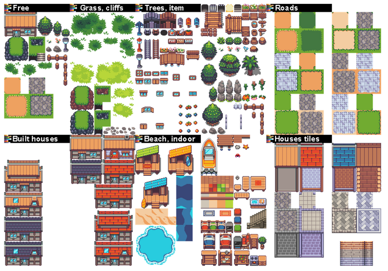 RPG asset tileset exterior pack (Super Retro World by Gif) by Gif