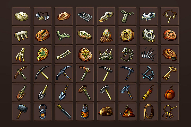 48 Mining Icons Pixel Art by Free Game Assets (GUI, Sprite, Tilesets)