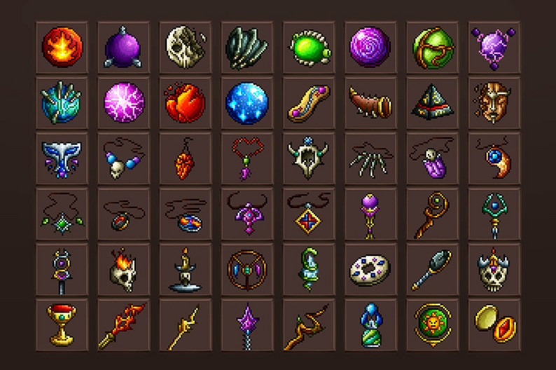 48 Magic Artifacts Pixel Art Icons by Free Game Assets (GUI, Sprite ...
