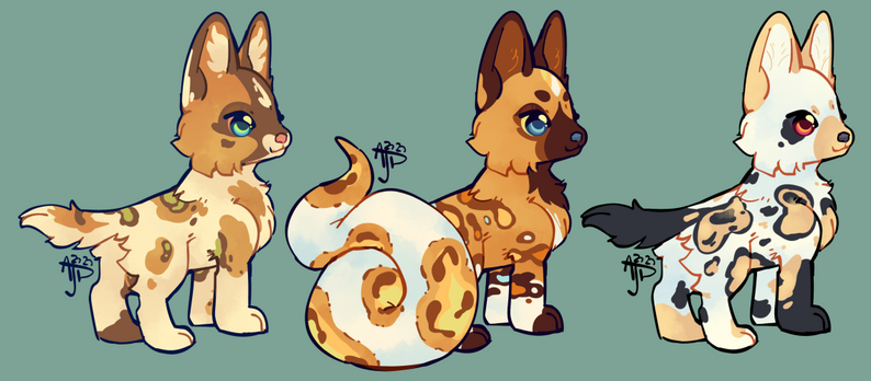 Chibi African Wild Dog Base by CloverCoin