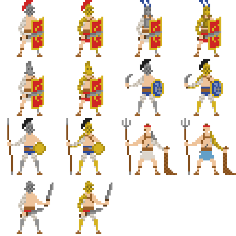 Roman Gladiators Roguelike Characters 32x32 by Jere Sikstus