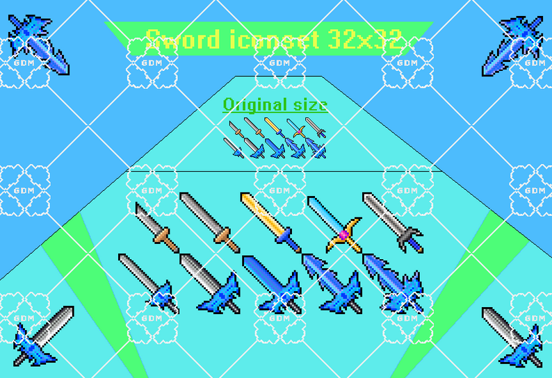 60 PIXEL SWORDS ICONSET 32X32 by jianhui999