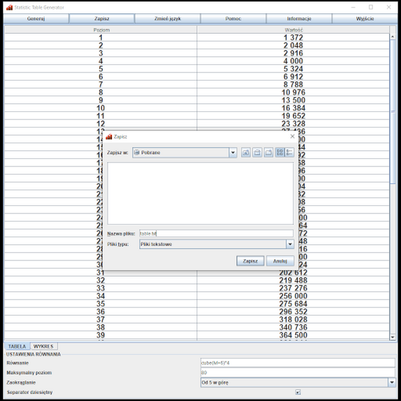 Statistic Table Generator by Jason