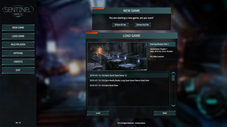 Sentinel FPS GUI by Kodiak Graphics