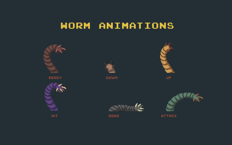 Worm Pixel Art Monster by sanctumpixel