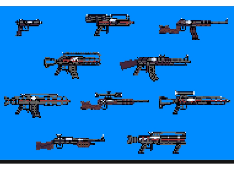 2D Platformer Pixel Art Guns Pack by ShiningArmour